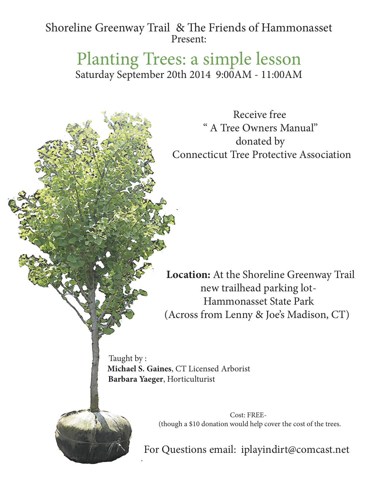 Tree Planting Workshop, Saturday, Sept 20th - Shoreline Greenway Trail