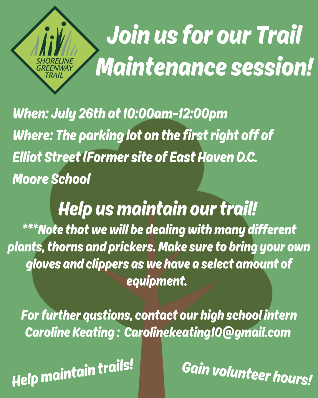 East Haven Trail Maintenance Session, 7/26 - Shoreline Greenway Trail