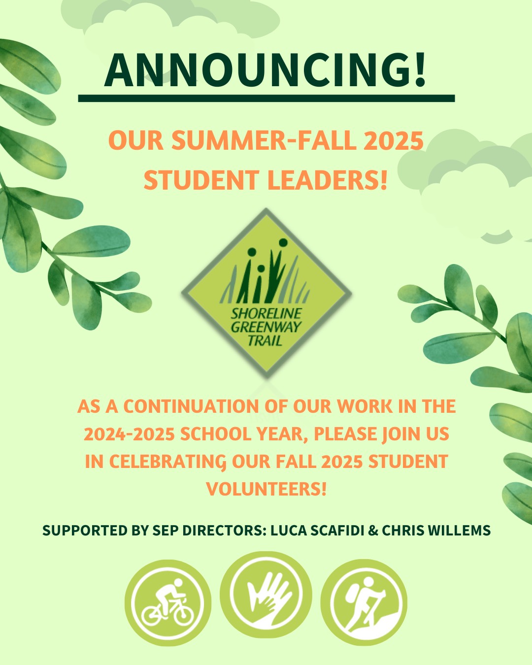 Announcing Summer/Fall 2025 Student Leaders! - Shoreline Greenway Trail